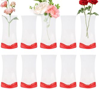 Generic Erweiterbare Vase, 10 Stück, Faltbare Vase, Geschenk, PVC-Faltvase, Frische Dreidimensionale Vase, Transparent, Bruchsicher, Wasserdicht, Blumenarrang