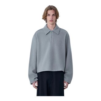 Rier Oversized Polo Strickpullover - - Tops - Herren - Grau - XL