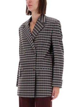 Etro Double-Breasted Viscose Wool Blazer - Gray