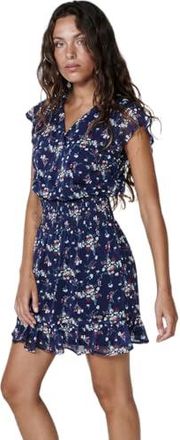 Kor&ouml;shi Robe courte semi-transparente avec doublure &eacute;lastique et imprim&eacute; floral bleu marine pour femme, bleu, Medium