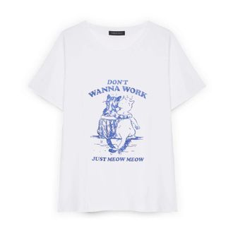 Fiorella Rubino Baumwoll-T-Shirt mit Print - - Tops - Damen - Wei&szlig; - XS