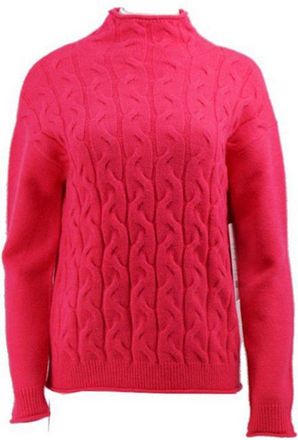 Passioni Strickpullover mit hohem Kragen und Zopfmuster