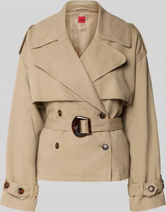 HUGO BOSS Boxy Fit Trenchcoat-Jacke aus Baumwoll-Leinen-Mix Modell ACLUNDA-1-W