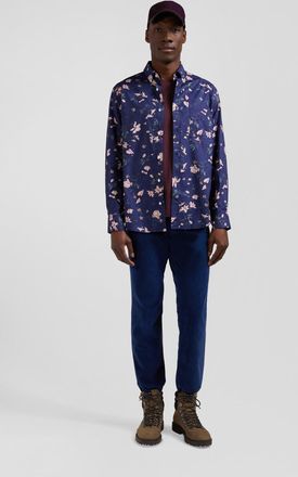 Eden Park Chemise En Popeline De Coton Pima Marine Imprim&eacute; Floral Coupe Regular