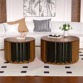 Generic Runde Beistelltische, 2er-Set, Moderne Beistelltische f&uuml;r Wohnzimmer, Keine Montage erforderlich, rundes Beistelltisch-Set, Akzenttisch f&uuml;r Schlafzimm