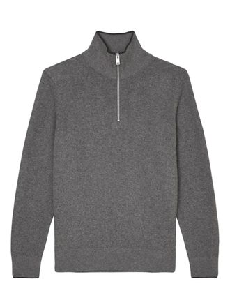Marc O'Polo pull zippé à col montant - Gris