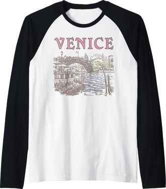 Trendy Apparel Venice Italy Water Way Canals Painting Raglan