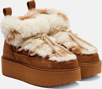INUIKII Schneestiefel Teddy Platform aus Veloursleder