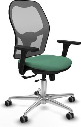 Piqueras y Crespo Gepolsterter B&uuml;rostuhl mit 3D-Armen, h&ouml;henverstellbare Lendenwirbelst&uuml;tze, ausgestattet mit Syncro/Traslack und injiziertem Schaumstoff, Grau/Smaragdg