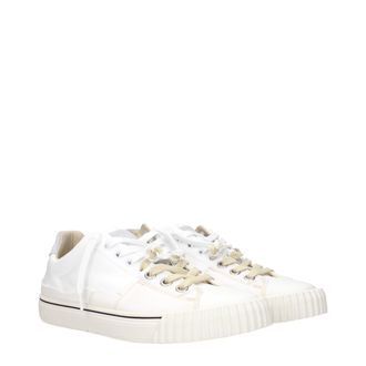 Maison Margiela Mens White Leather Low Top Sneakers
