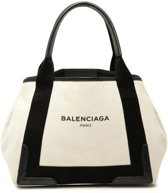 Balenciaga Shopper - Canvas Navy Cabas Tote S - Gr. unisize - in Wei&szlig; - f&uuml;r Damen