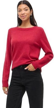Vila Vila O-Neck Knit Top Viril Noos Haut tricot&eacute; &agrave; col Rond L/S, Rouge Jester, S Femme