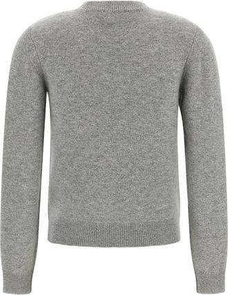Self Portrait 3D Floral-Appliqu&eacute; Wool Blend Sweater - Grey
