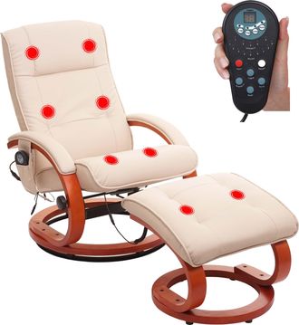 Mendler Massage-Fernsehsessel Pescatori II, Relaxsessel Massagesessel, Massagefunktion - weiß-Creme