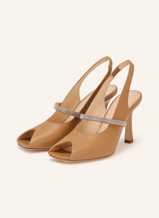 Prosperine Prosperine Slingpumps Mit Schmuckperlen braun