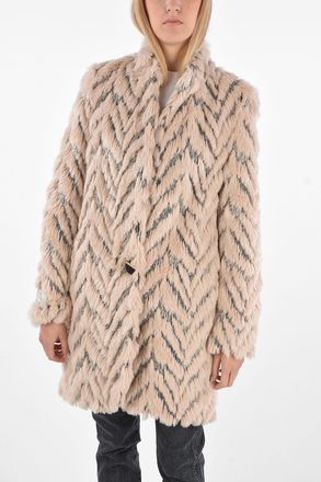 Stella McCartney 1 Button Jacquard Eco-fur Coat Stella McCartney