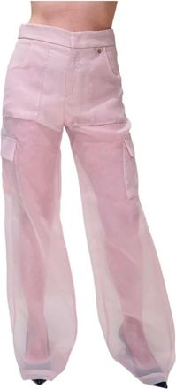 Ga&euml;lle Paris Femme, Pantalons, Rose, Taille: 38 FR Pantalone Cargo in Organza
