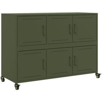 vidaXL Buffet vert olive 100,5x39x72 cm acier Vidaxl