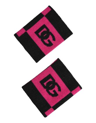 Dolce & Gabbana Mens Black Pink Dg Logo Cashmere 1 Pair Wristband 03+pa+vi+ws Accessory