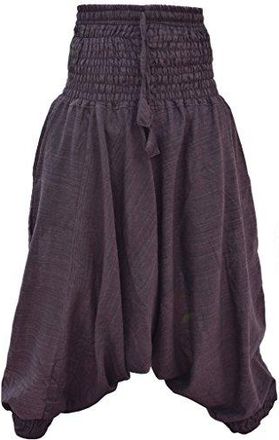 Gheri Pantalon bouffant Little Kathmandu pour femmes -Uni - Multicouche - Avec taille élastique - Léger - Marron - Taille Unique