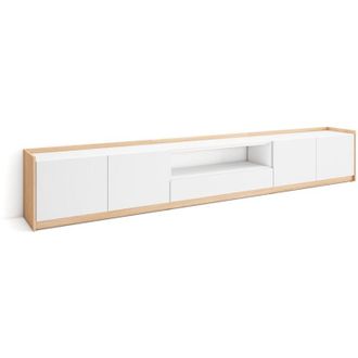 Skraut Home Skraut Home - TV-Schrank, Lowboard, 310x37x50cm, F&uuml;r TV-Ger&auml;te bis zu 80, Fernsehtisch, Wei&szlig; und Eiche Soft