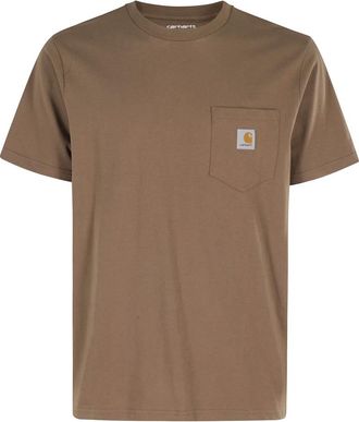 Carhartt Work in Progress Homme, Tops, Brun, Taille: XL T-shirt poche noix de coco manches courtes