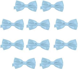 DonDon Lot de 10 Noeud papillon pour homme 12 x 6 cm avec crochet déjà lié et réglable, Bleu Clair, Taille unique