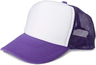 styleBREAKER Unisex 5-Panel Mesh Cap, Trucker Baseball Cap, Basecap, Click und Snap Verschluss verstellbar 04023007, Farbe:Weiß-Lila