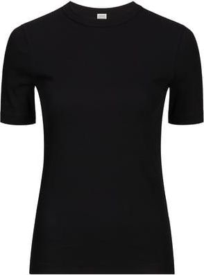 Toteme T-Shirt aus Baumwollmischung mit Rundhalsausschnitt in Schwarz