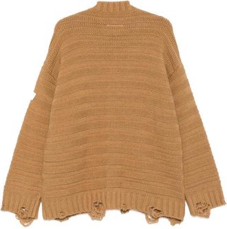Maison Margiela Ribbed V-Neck Cardigan - Camel