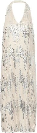 Ichi Cocktailkleid mit Allover-Silberpailletten - - Dresses - Damen - Beige - S