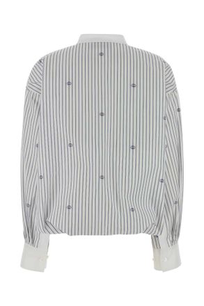 Gucci Womens Logo-Embroidered Poplin Shirt White Cotton