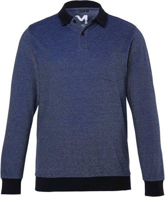 Men Plus Poloshirt Men+ Langarmpoloshirt Bauchfit Piquee Kontraste