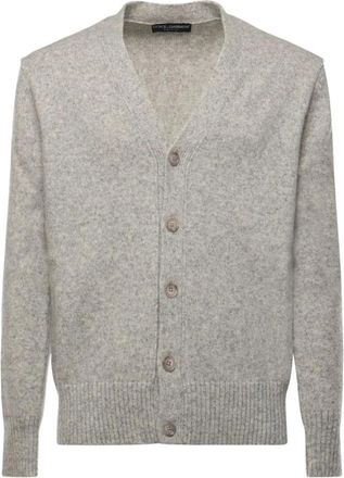Dolce & Gabbana Homme, Pulls, Gris, Taille: L Pull gris à col en V tricoté