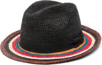 Paul Smith trilby en paille &agrave; rayures signature - Noir