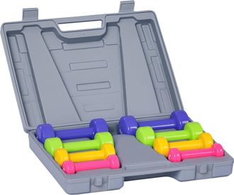 HOMCOM Hantelset, 4er Set Hanteln, Kurzhantelset mit Koffer aus Gusseisen, Tragbar, 0,5kg, 1kg, 1,5kg, 2kg Kurzhanteln f&uuml;r M&auml;nner und Frauen, Dumbbell Set f&uuml;