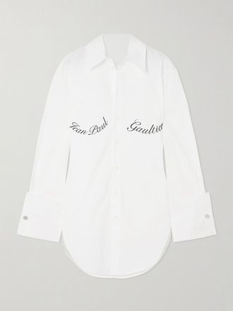 Jean Paul Gaultier Chemise En Popeline De Coton M&eacute;lang&eacute; Imprim&eacute;e - Blanc