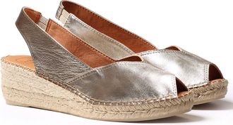 Toni Pons Keil-Espadrille aus Leder für Damen - BERNIA-P - Platin, 36 EU