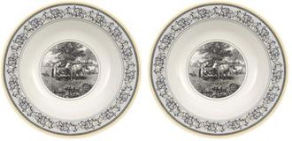 Villeroy & Boch Audun Ferme Assiette &agrave; salade, Porcelaine Premium, Blanc/Gris (Lot de 2)