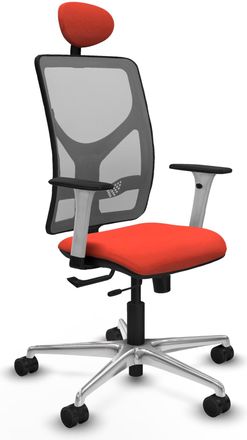 Piqueras y Crespo Schreibtischstuhl in Orange, mit wei&szlig;en und schwarzen Armlehnen, h&ouml;henverstellbarer Lendenwirbelst&uuml;tze und festem Kopfteil, ausgestattet mit Syncro/Tr