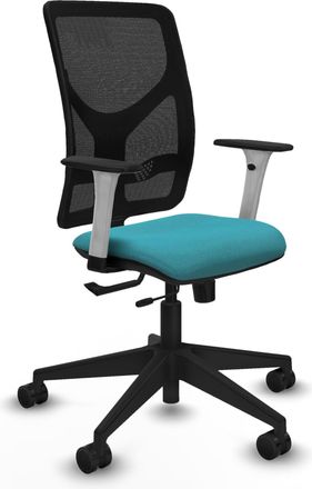 Piqueras y Crespo B&uuml;ro-B&uuml;rostuhl mit wei&szlig;en und schwarzen Armlehnen, h&ouml;henverstellbare Lendenwirbelst&uuml;tze, ausgestattet mit Syncro/Traslack und Schneideschaum, Schwarz/