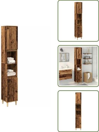 vidaXL The Living Store - vidaXL Badschrank Altholz-Optik 30x30x190 cm Holzwerkstoff