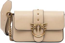 Pinko borsa Love Bag One Mini Slouchy in pelle beige oro UNI