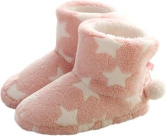 BESTONZON Bottines Femme dInt&eacute;rieur en Coton Doublure Peluche Chaude Semelle Antid&eacute;rapante Silencieuse Motif &Eacute;toiles Taille S Pantoufles dHiver Confortables et 
