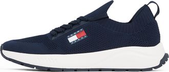 Tommy Jeans Herren Runner Sneaker Kntitted Low Top, Blau (Dark Night Navy), 43