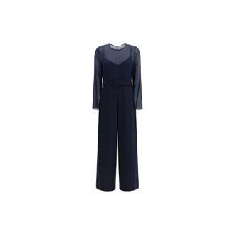 P.A.R.O.S.H. Polyester-Romper mit Knopfleiste und Taschen - - Jumpsuits & Playsuits - Damen - Blau - S