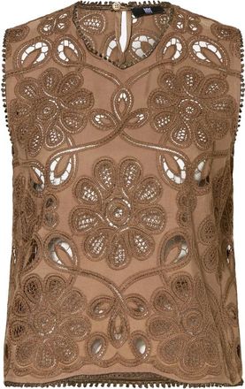Riani Femme, Tops, Brun, Taille: 38 FR Hauts avec motif de broderie d&eacute;corative