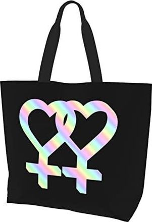 AOOEDM Lesbian Gay Lgbtq Equal Rights Ladies Canvas Tote Sac &agrave; provisions r&eacute;utilisable
