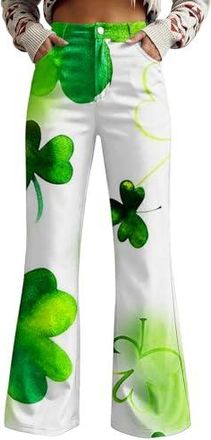 Generic HUIFUAO Pantalon de la Saint-Patrick pour femme - Pantalon tr&egrave;fle amusant - Costume irlandais de la St Paddys Day - Pantalon de tr&egrave;fle irlandais - Tai
