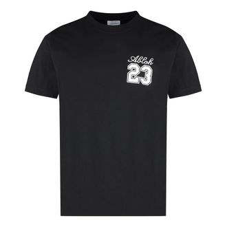 Off-white 23 Logo Slim Kurzarm-T-Shirt - - Tops - Herren - Schwarzk - 2XL